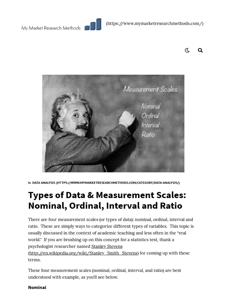 Types of Data Measurement Scales - Nominal, Ordinal, Interval | PDF ...