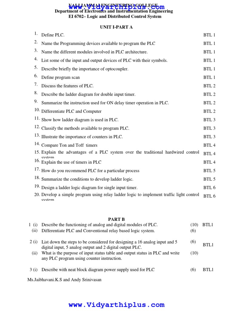 EI6702-Logic and Distributed Control System PDF | PDF | Programmable Logic Controller | Scada