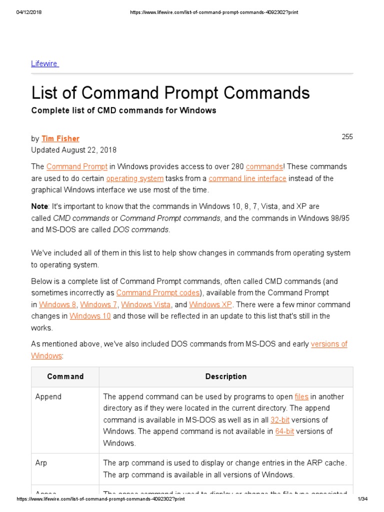 List of Command Promt | PDF | Microsoft Windows | Windows 7