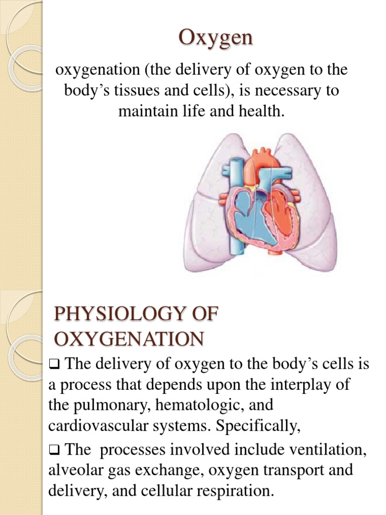 Oxygen: Oxygenation (The Delivery of Oxygen To The Body's Tissues and ...