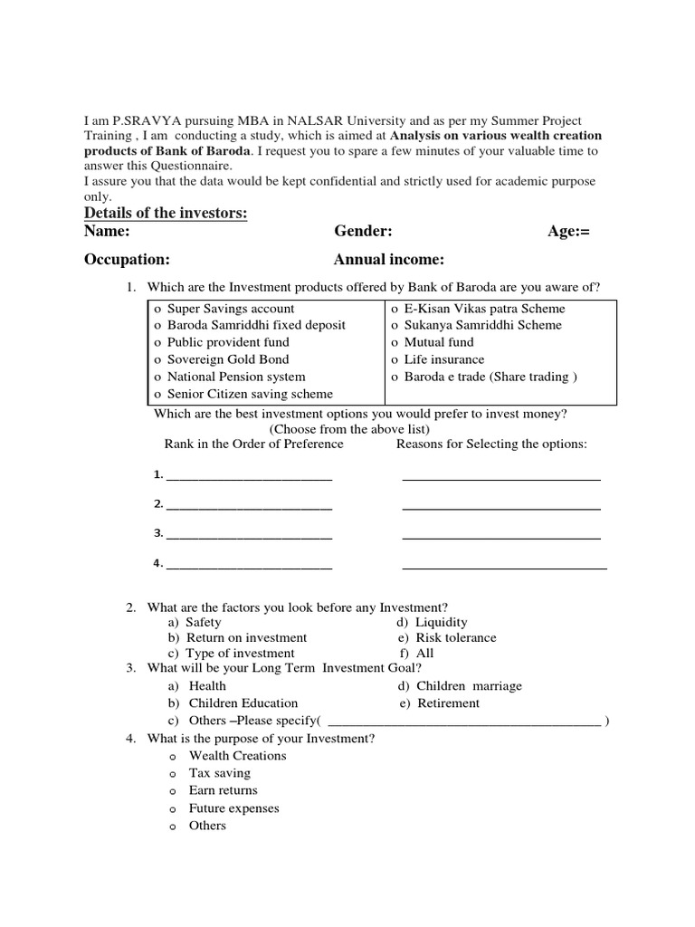 Questionnaire e | PDF | Asset Allocation | Retirement