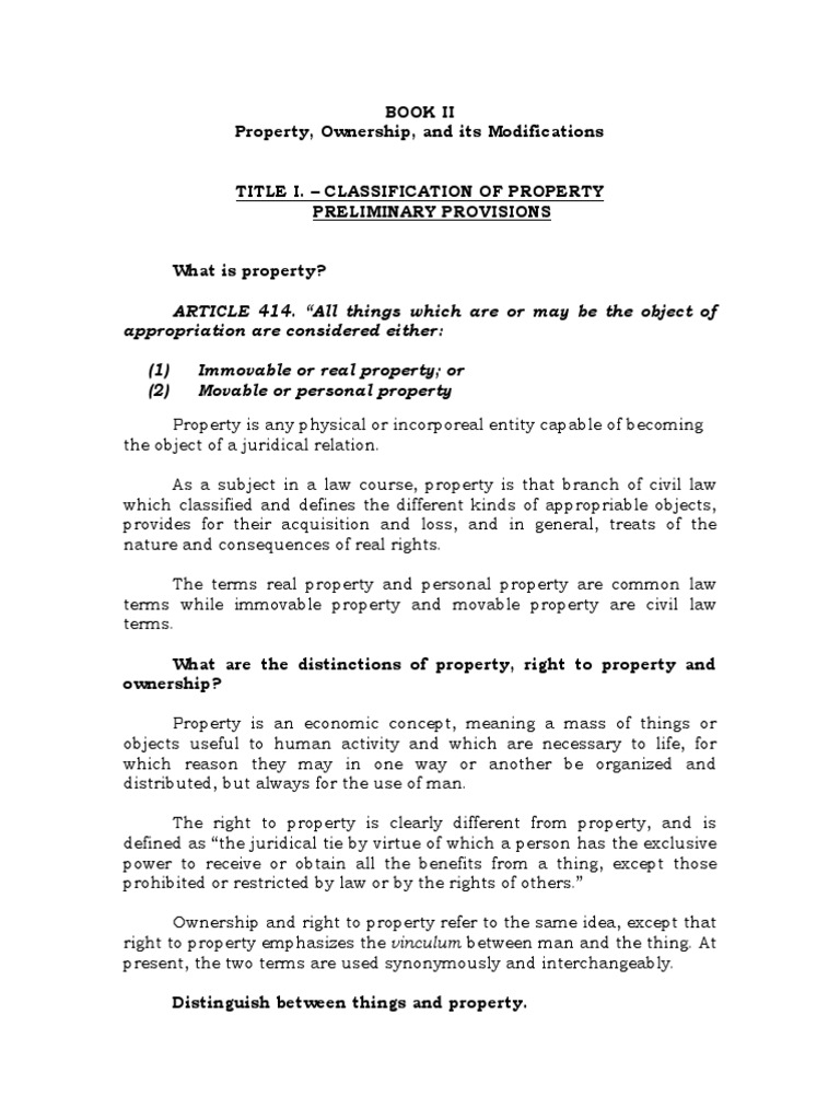 Property Outline | PDF | Real Property | Ownership
