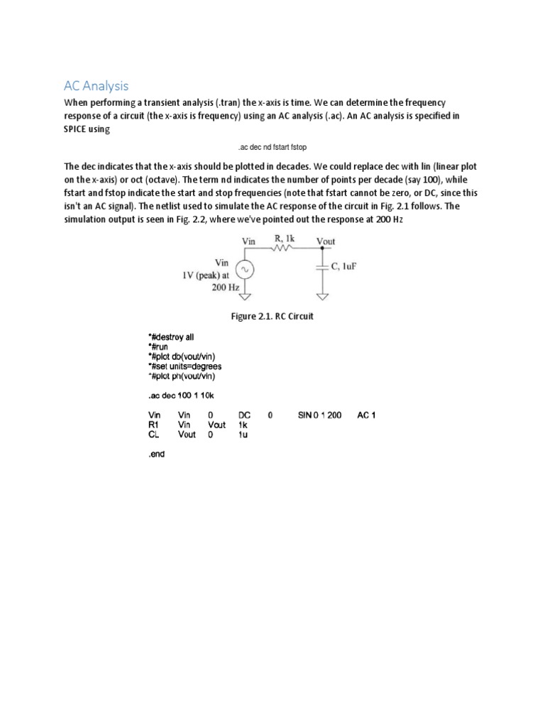 AC Analysis | PDF | Spice | Operational Amplifier