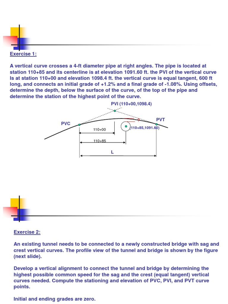 Vertical Curve Design for Tunnel and Bridge | PDF
