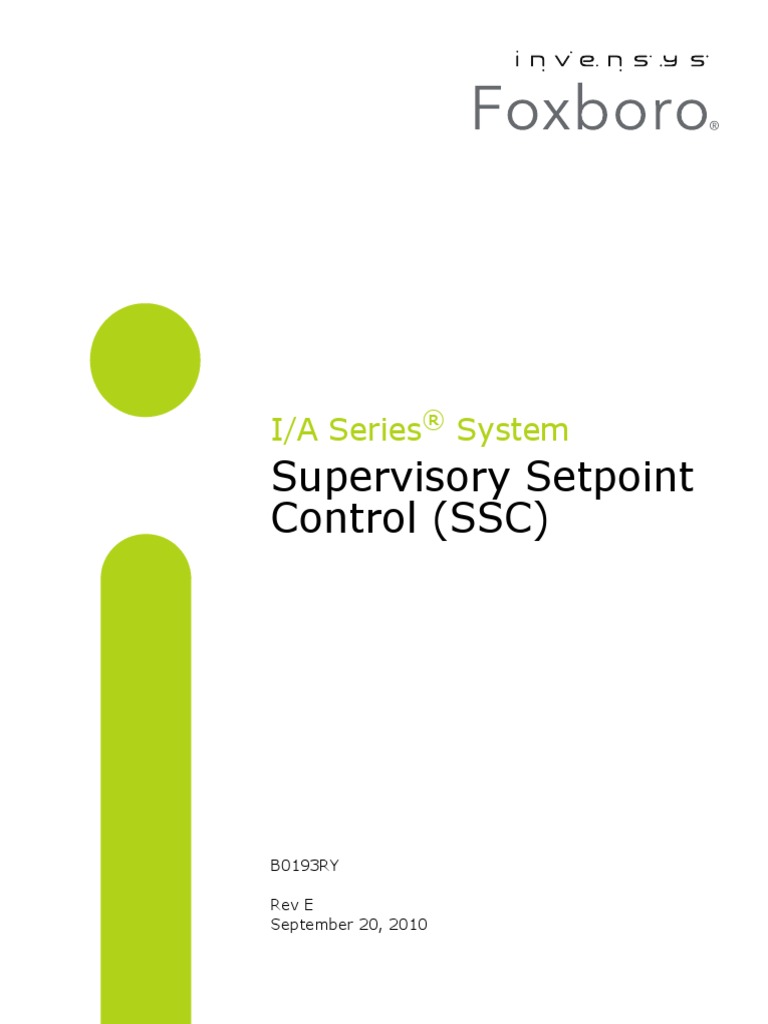 Supervisory Setpoint Control (SSC) : I/A Series System | PDF | Callback (Computer Programming ...