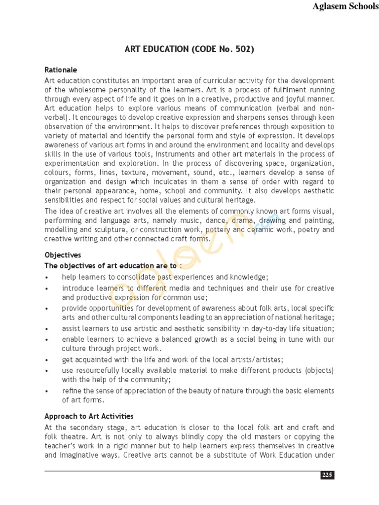 Art Education (Code No. 502) : Rationale | PDF | Dances | The Arts