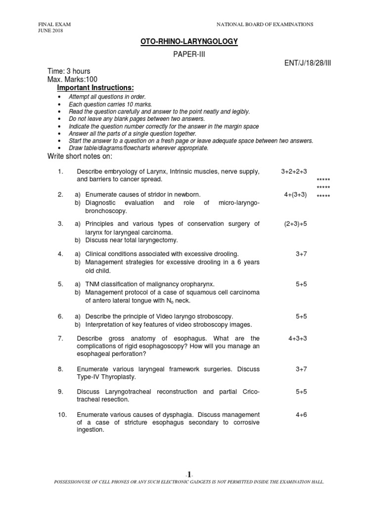 Paper-Iii ENT/J/18/28/III Time: 3 Hours Max. Marks:100 Important ...