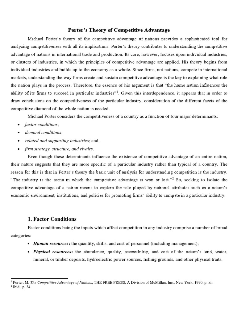 Porter's Theory of Competitive Advantage | PDF | Competitive Advantage ...