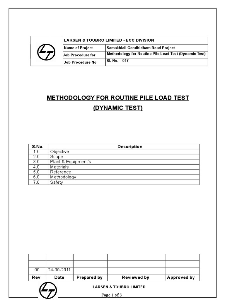 Method Statement of Routine Pile Load Test(Dynamic) | Deep Foundation ...