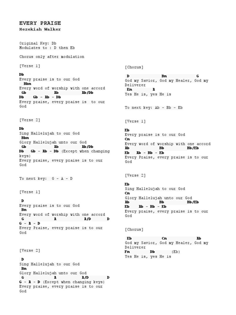 Every Praise: Hezekiah Walker | PDF | Song Structure | Religious ...