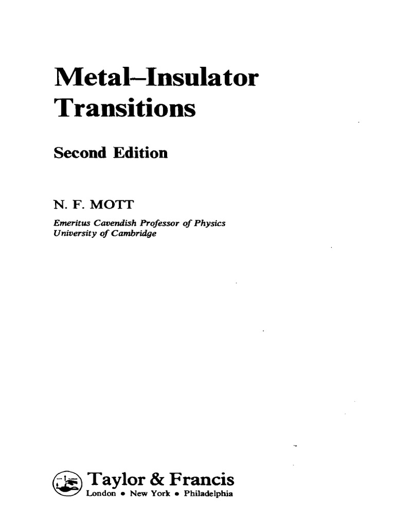 Metal Insulator Transitions | PDF