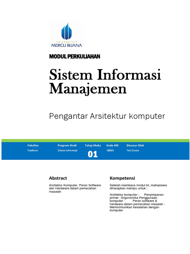 Modul Perkuliahan Sistem Informasi Manajemen PDF | PDF