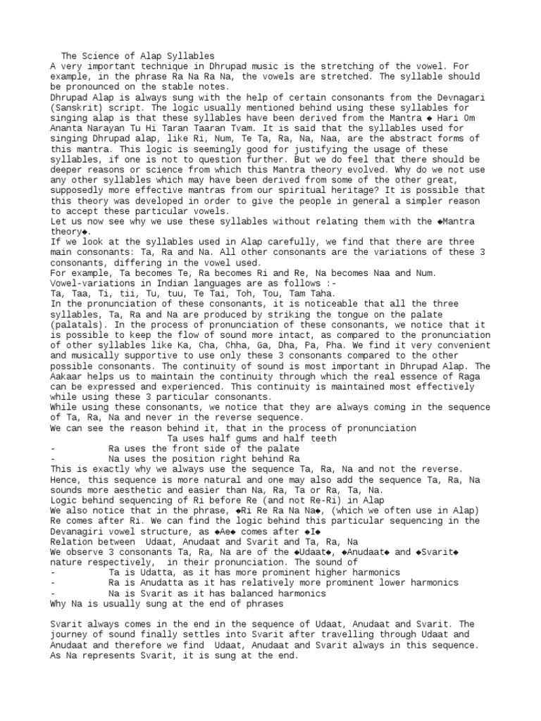 The Science of Alap Syllables | PDF | Syllable | Harmony