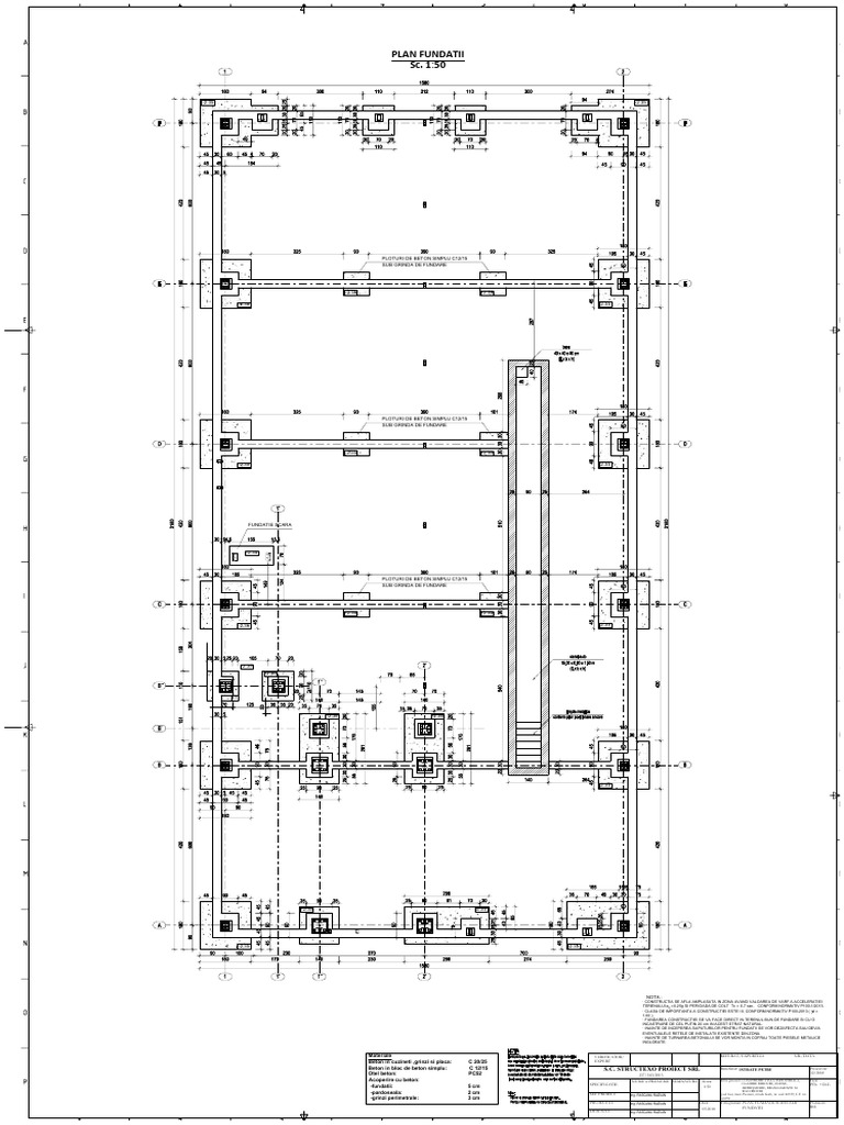 Plan Fundatii Sc. 1:50: S.C. Structexo Proiect SRL | PDF