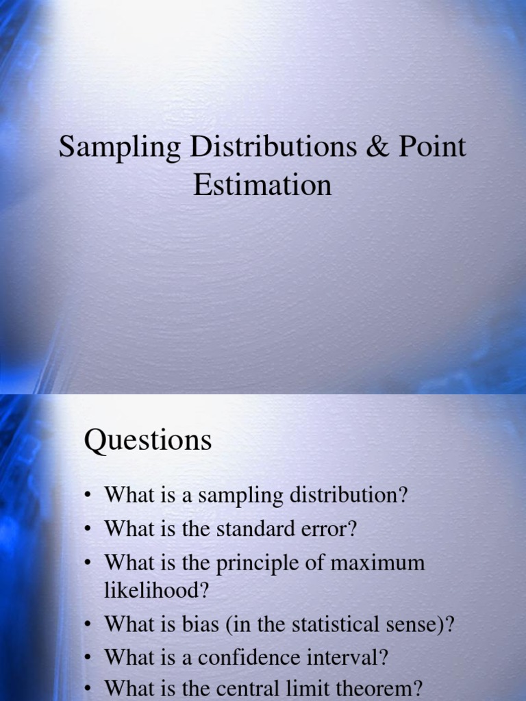 4 Sampling Distributions Pdf Bias Of An Estimator Estimator