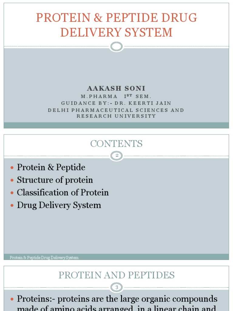 Protein & Peptide Drug Delivery System | PDF | Peptide | Proteins