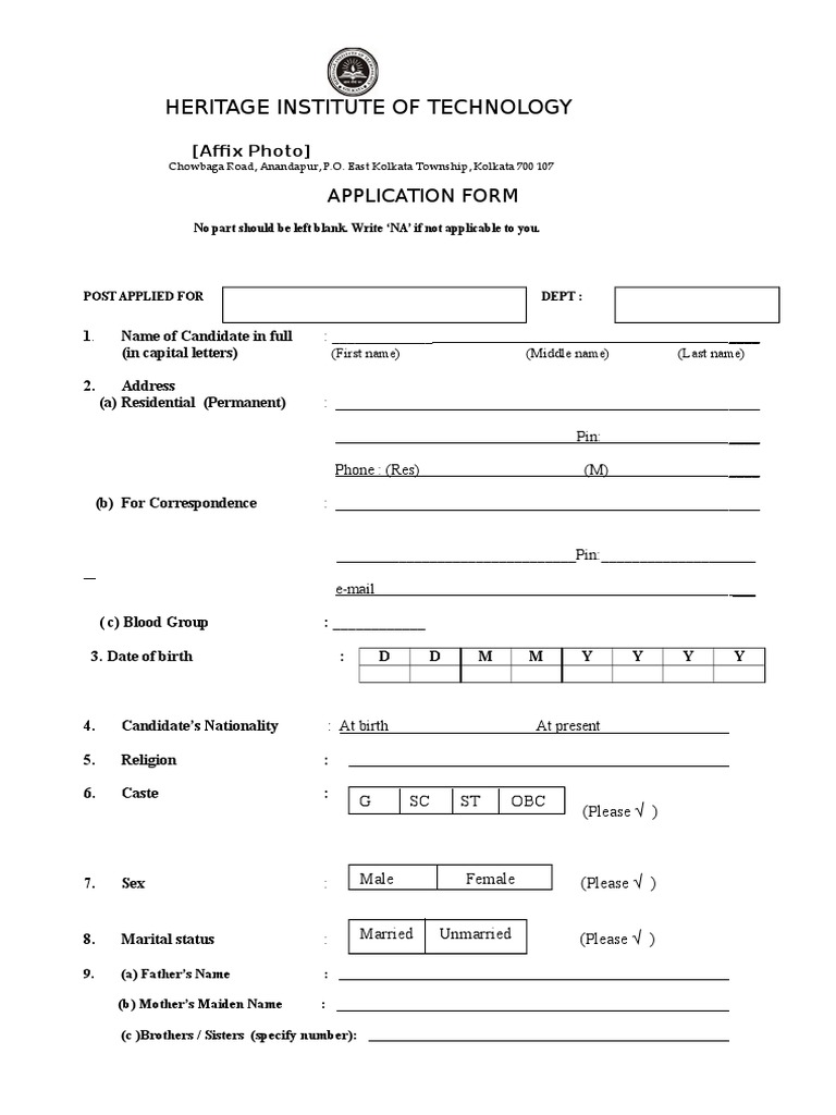 HIT Application Form | PDF | Doctorate | Educational Stages