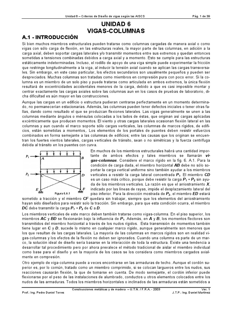Capitulo 6 - Vigas-Columnas | PDF | Doblar | Pandeo