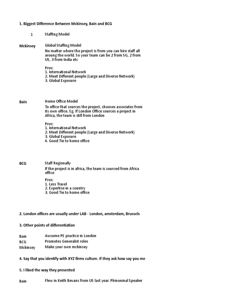 Mckinsey vs Bain vs BCG: Key Differences | PDF | Business