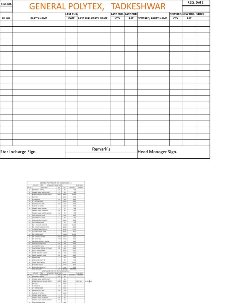 Stor Incharge Sign. Remark's Head Manager Sign | PDF | Transportation ...