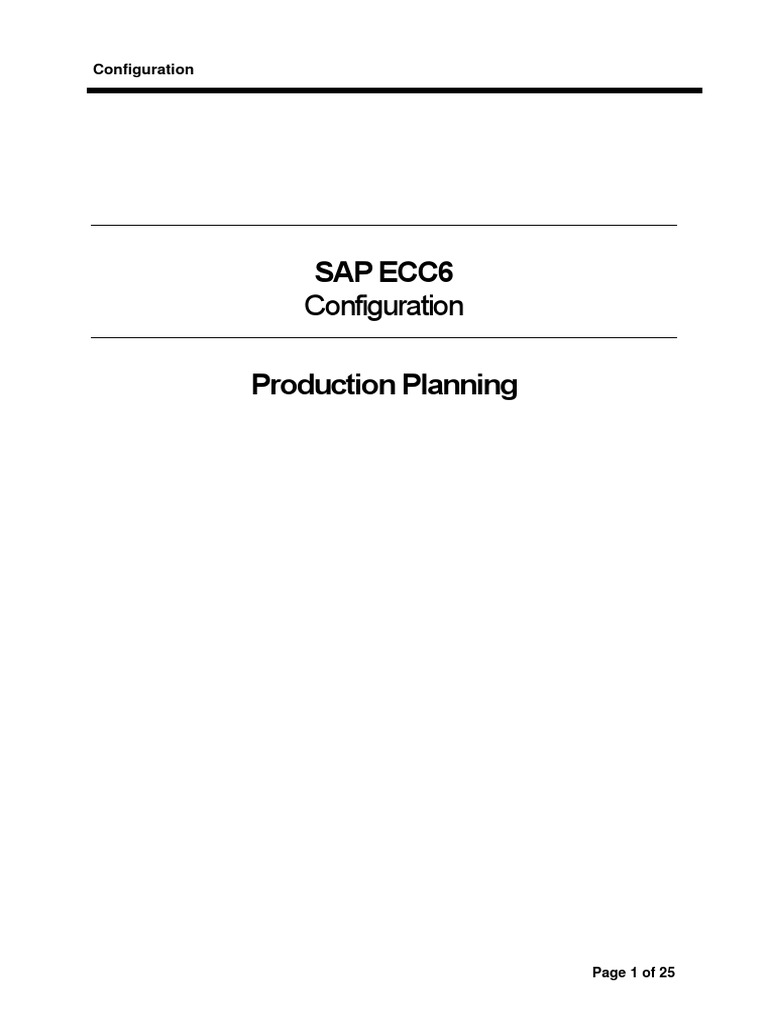 SAP PP Configuration | PDF | Supply Chain Management | Business Process ...
