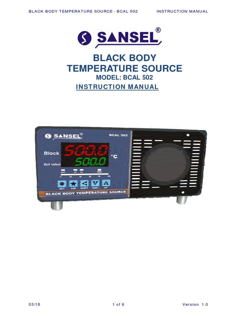 Black Body Temperature Source Bcal 502-V1 | PDF | Thermometer | Calibration