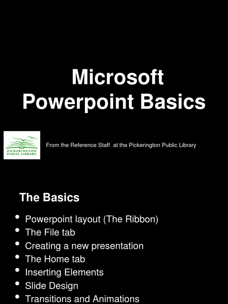 Microsoft Powerpoint Basics: From The Reference Staff at The ...