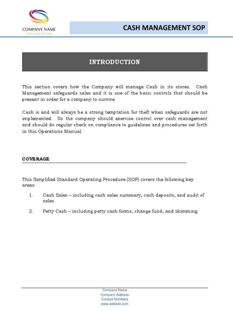 Cash Management SOP | PDF | Bookkeeping | Cashier