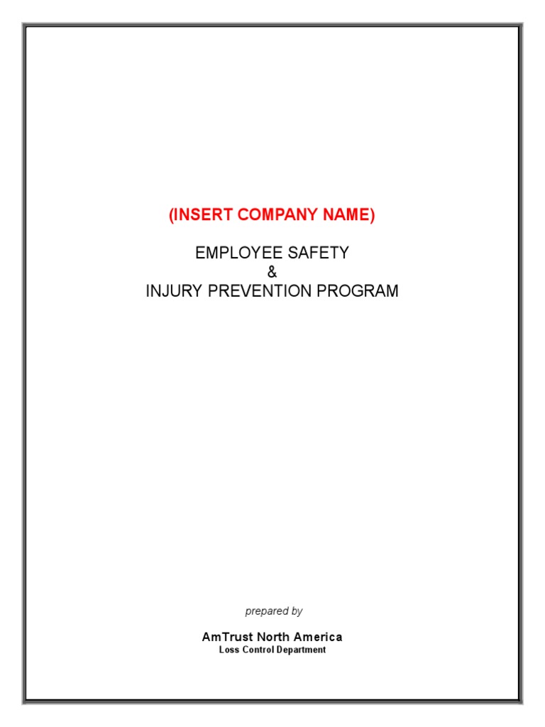 (Insert Company Name) : Employee Safety & Injury Prevention Program ...