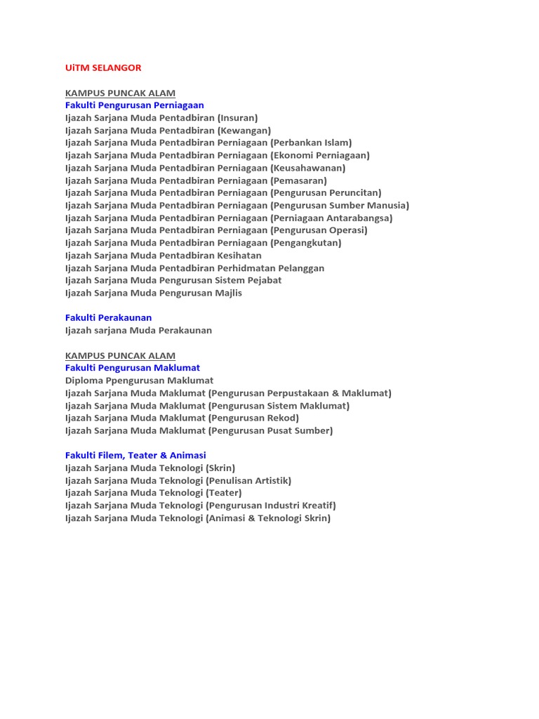 UiTM List | PDF