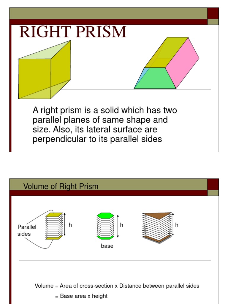Right Prism Volume | PDF | Area | Triangle