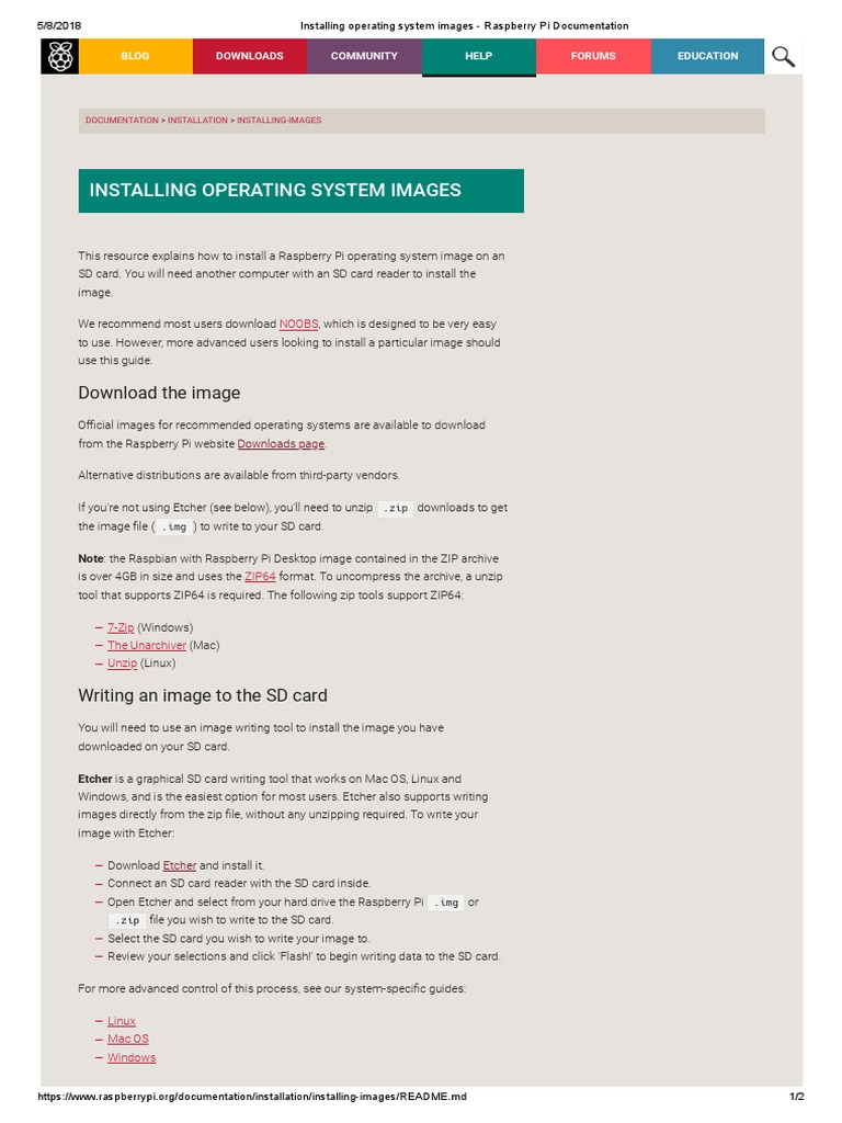 A Guide to Installing Operating System Images on Raspberry Pi SD Cards | PDF | Zip (File Format ...