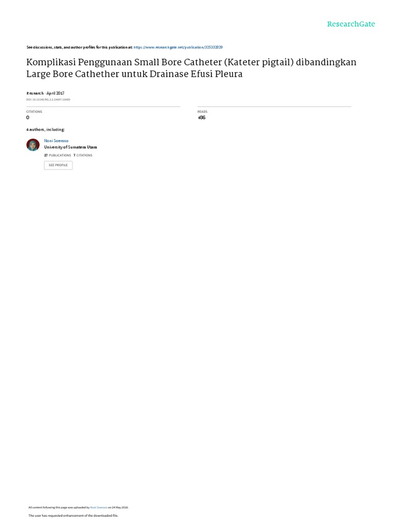 Komplikasi Penggunaan Small Bore Catheter Kateter Pigtail Dibandingkan ...