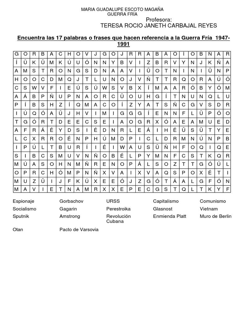 Sopa de Letras de La Guerra Fria | PDF | Política de extrema izquierda ...