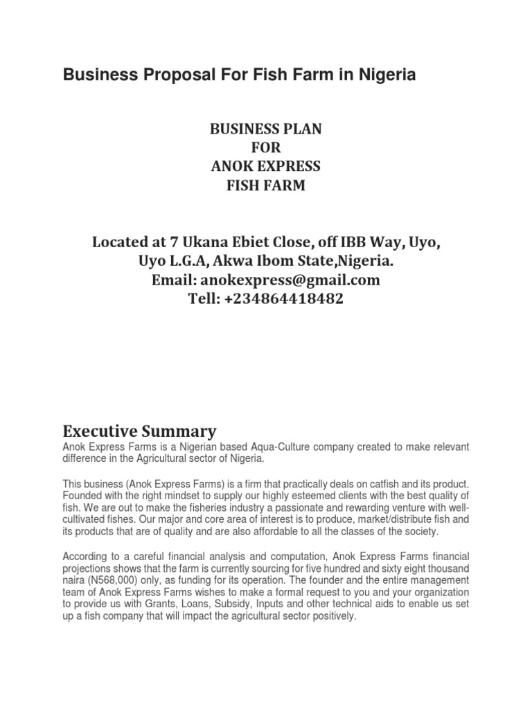 Business Proposal For Fish Farm in Nigeria | PDF | Swot Analysis | Expense