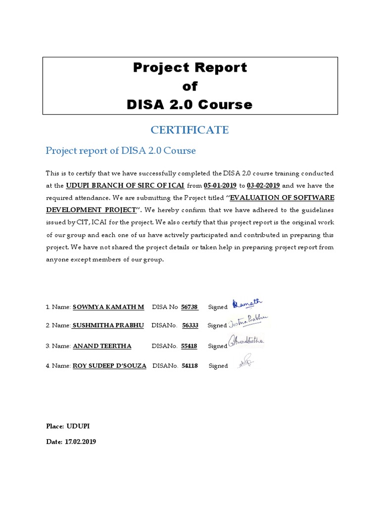 DISA PROJECT FINAL - Batch 2019 PDF | PDF | Software Testing ...
