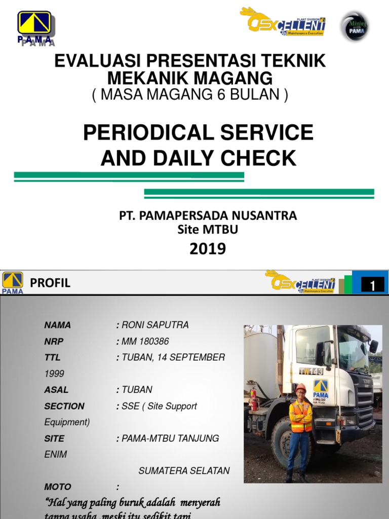 Roni Saputra Slide Tema Mekanik Magang 6 Bulan | PDF