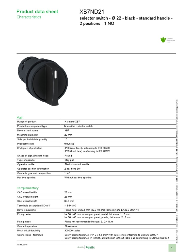 Harmony Xb7 Xb7nd21 | PDF | Electrical Engineering | Manufactured Goods