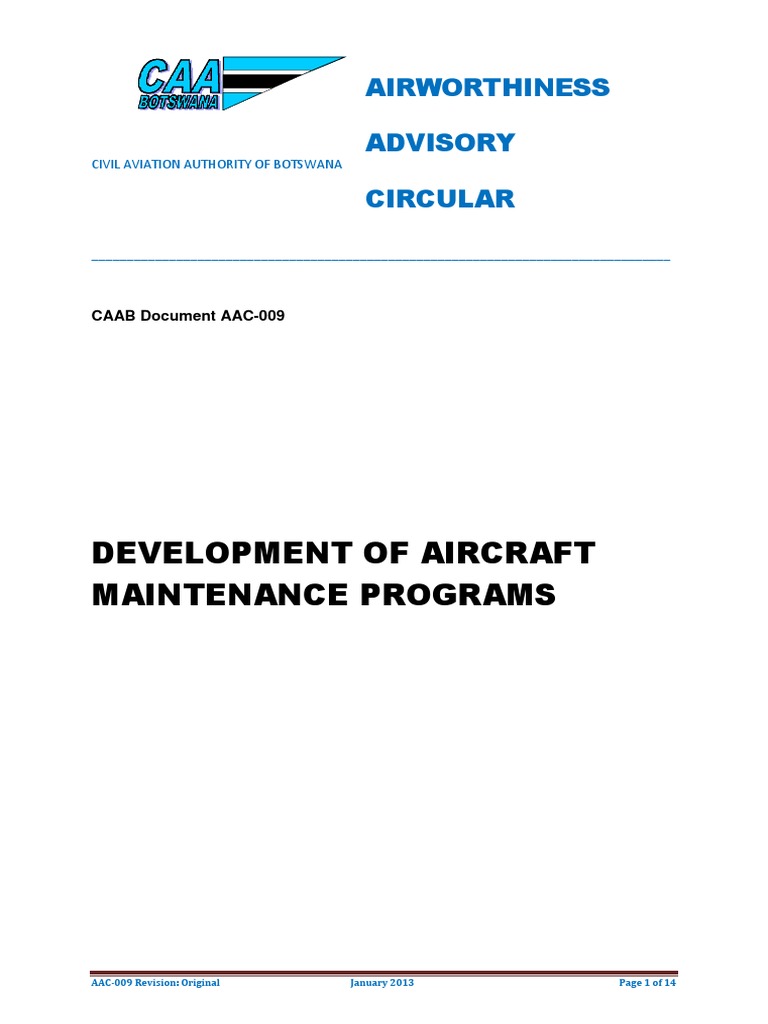 Aircraft Maintenance Program Guidelines | PDF | Reliability Engineering ...