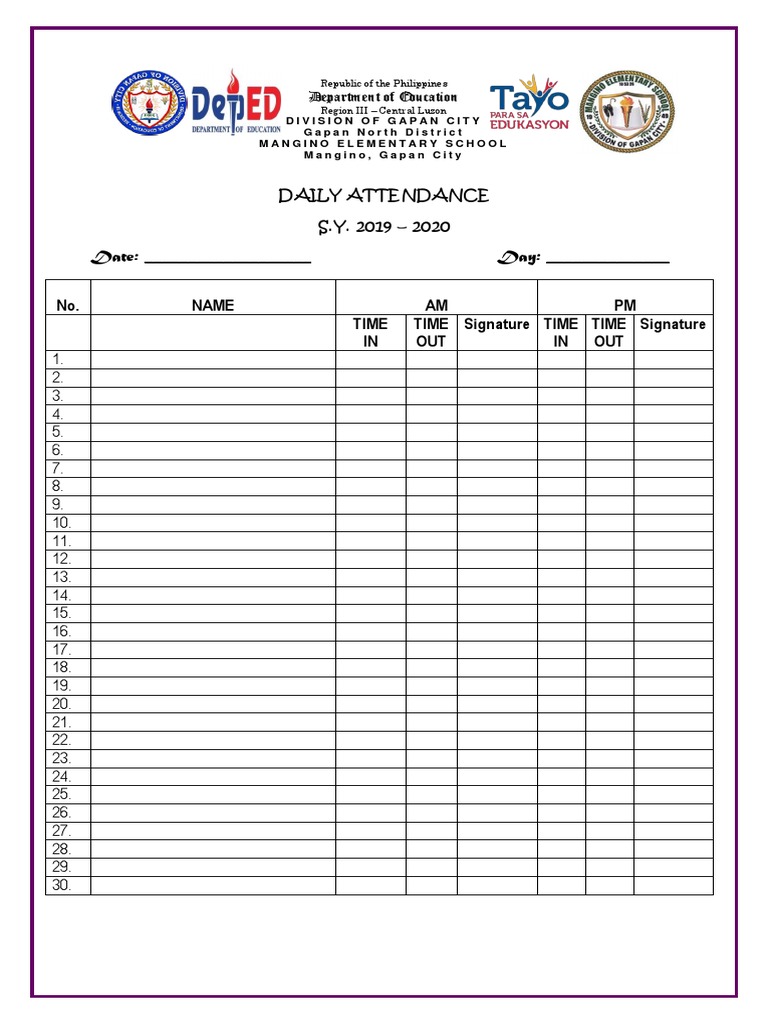 Daily Attendance 2019-2020 | PDF