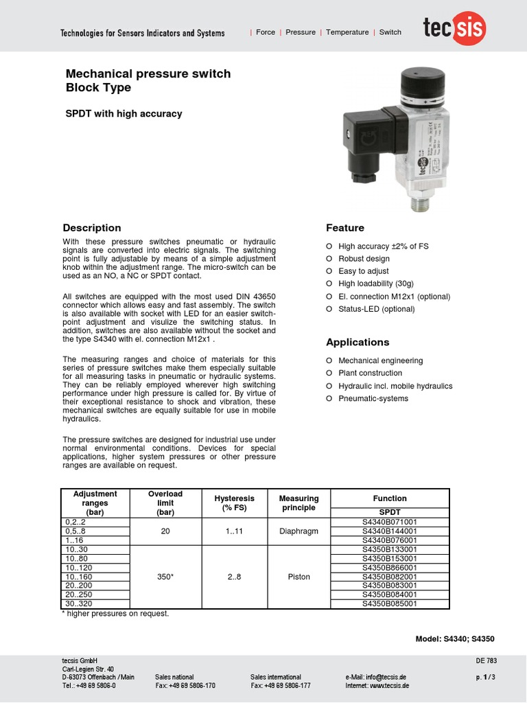 DE783 | PDF | Switch | Electrical Connector
