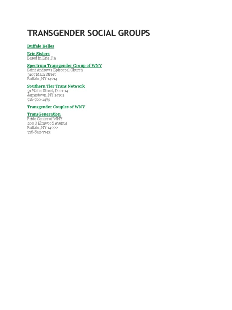 Transgender Social Groups | PDF