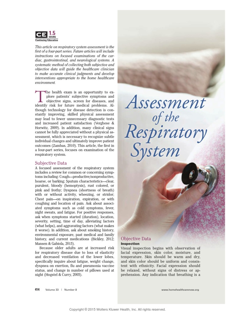 Assessment Respiratory System: of The | PDF | Breathing | Respiratory Tract