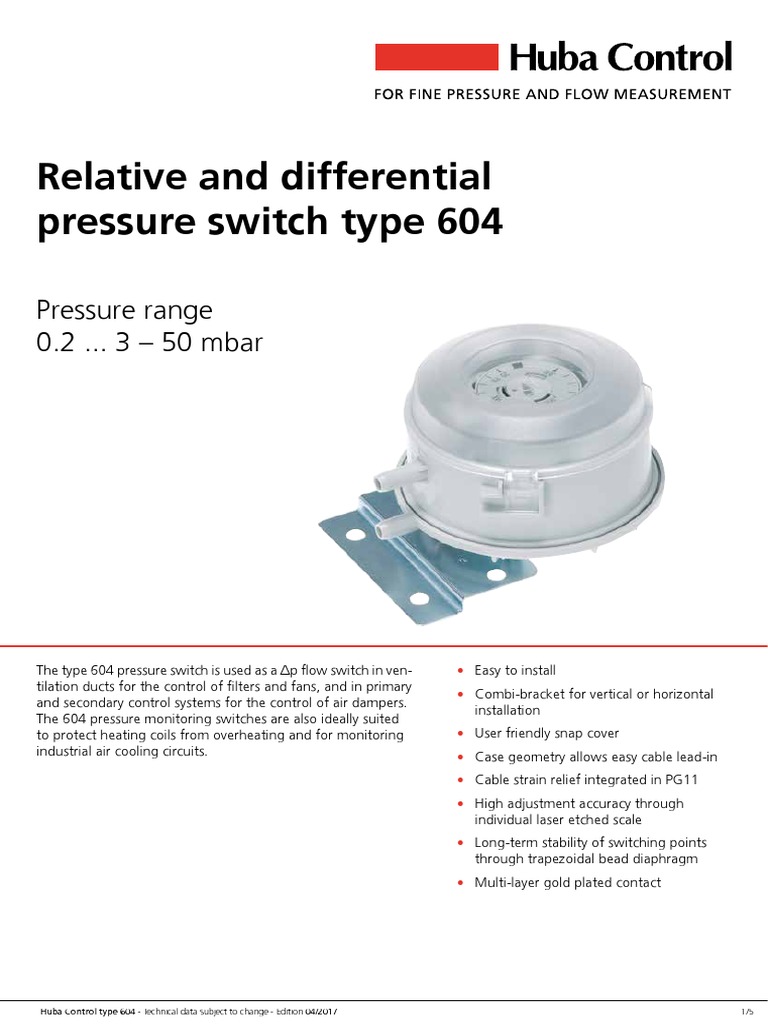 604 Pressure Switch | PDF | Switch | Screw