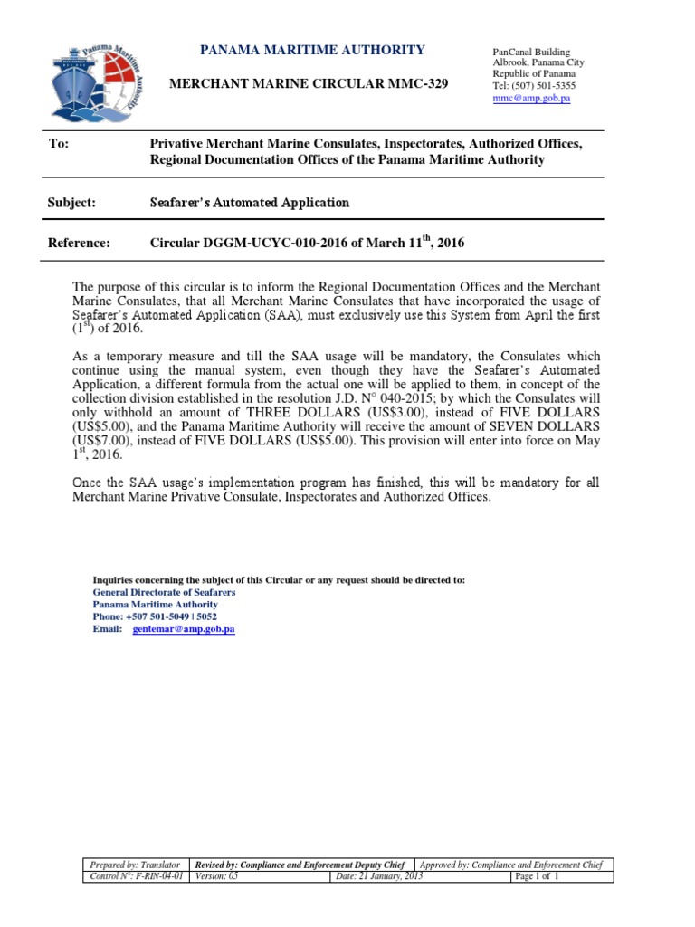 Circular Panama 329 | PDF | Merchant Navy | Government