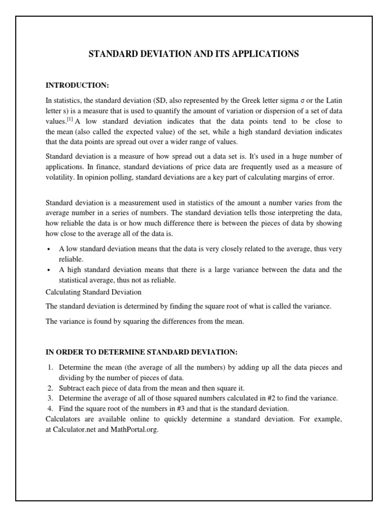 Standard Deviation and Its Applications | PDF | Bias Of An Estimator ...