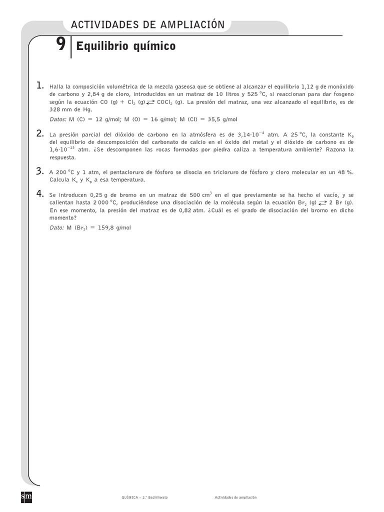 Ejercicios Resueltos Equilibrio Químico | PDF | Carbón | Dióxido de carbono