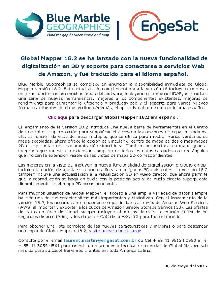 Ya Está Disponible Global Mapper 18. 2 Español | PDF | Servicios web de ...