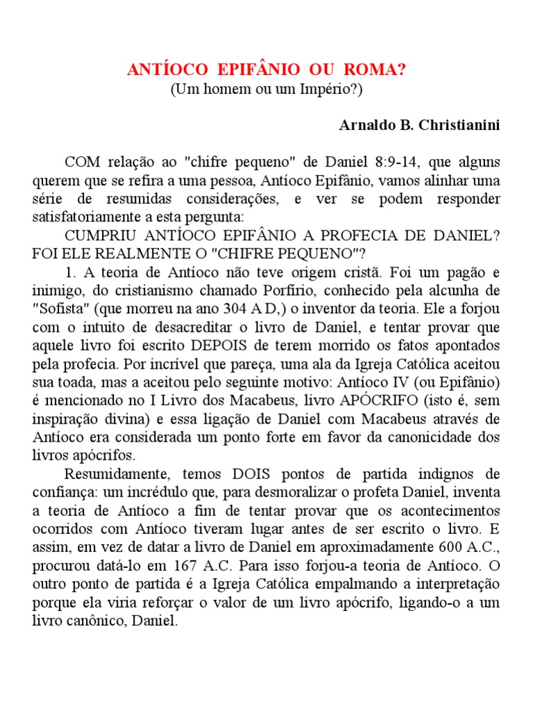 2.300 Anos - Antíoco Epifânio Ou Roma ¿ | PDF | Livro de Daniel ...