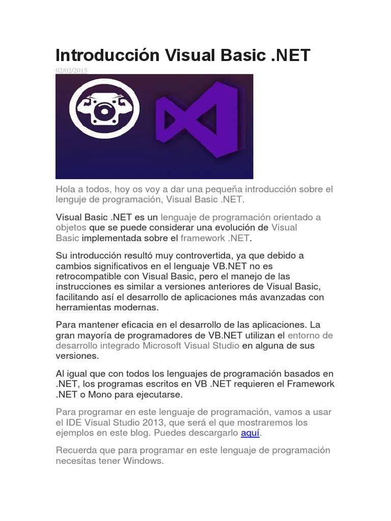 Introducción Visual Basic | PDF